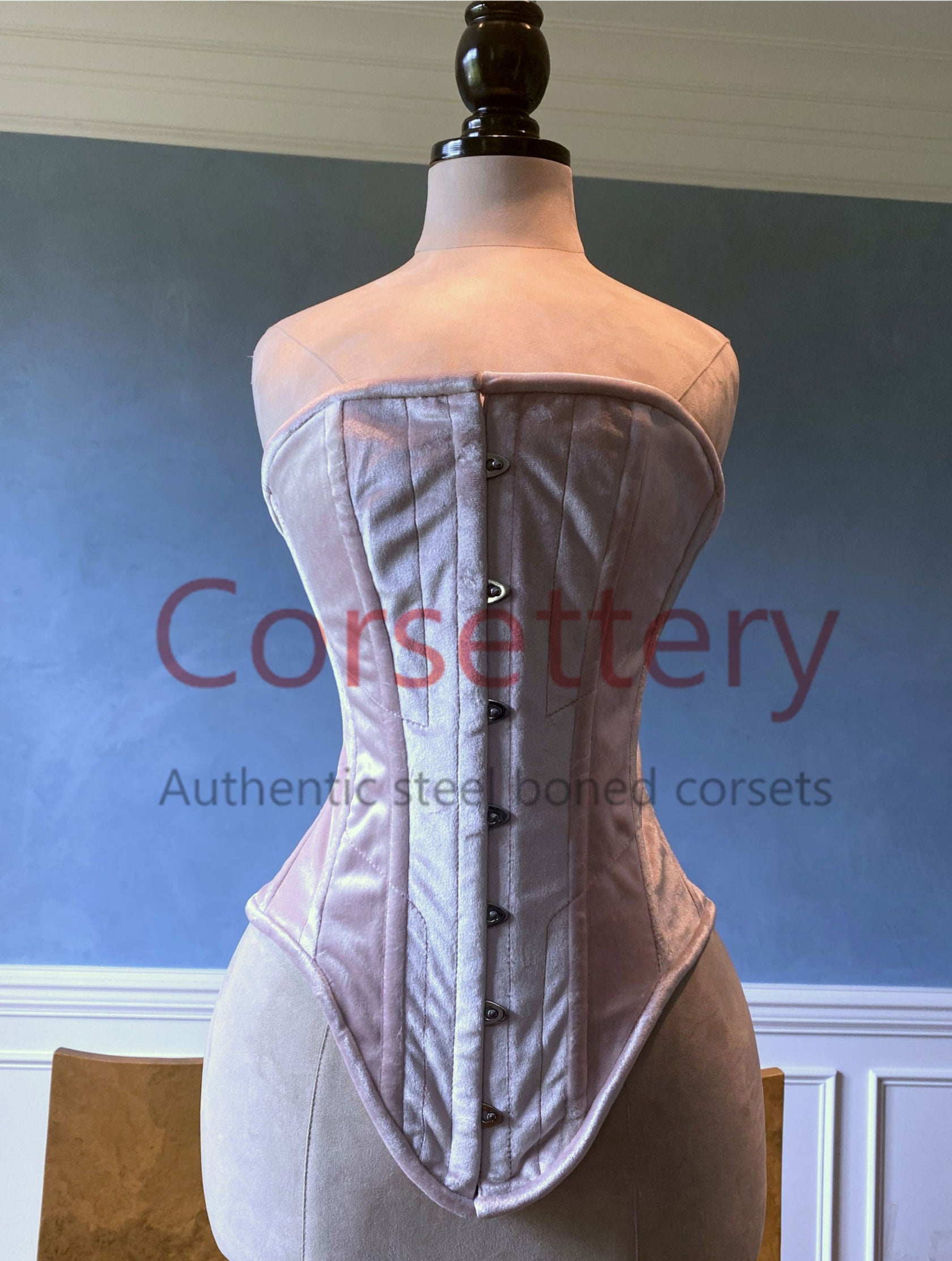 Historical velvet corset: Edwardian overbust corset. Steelbone custom ...