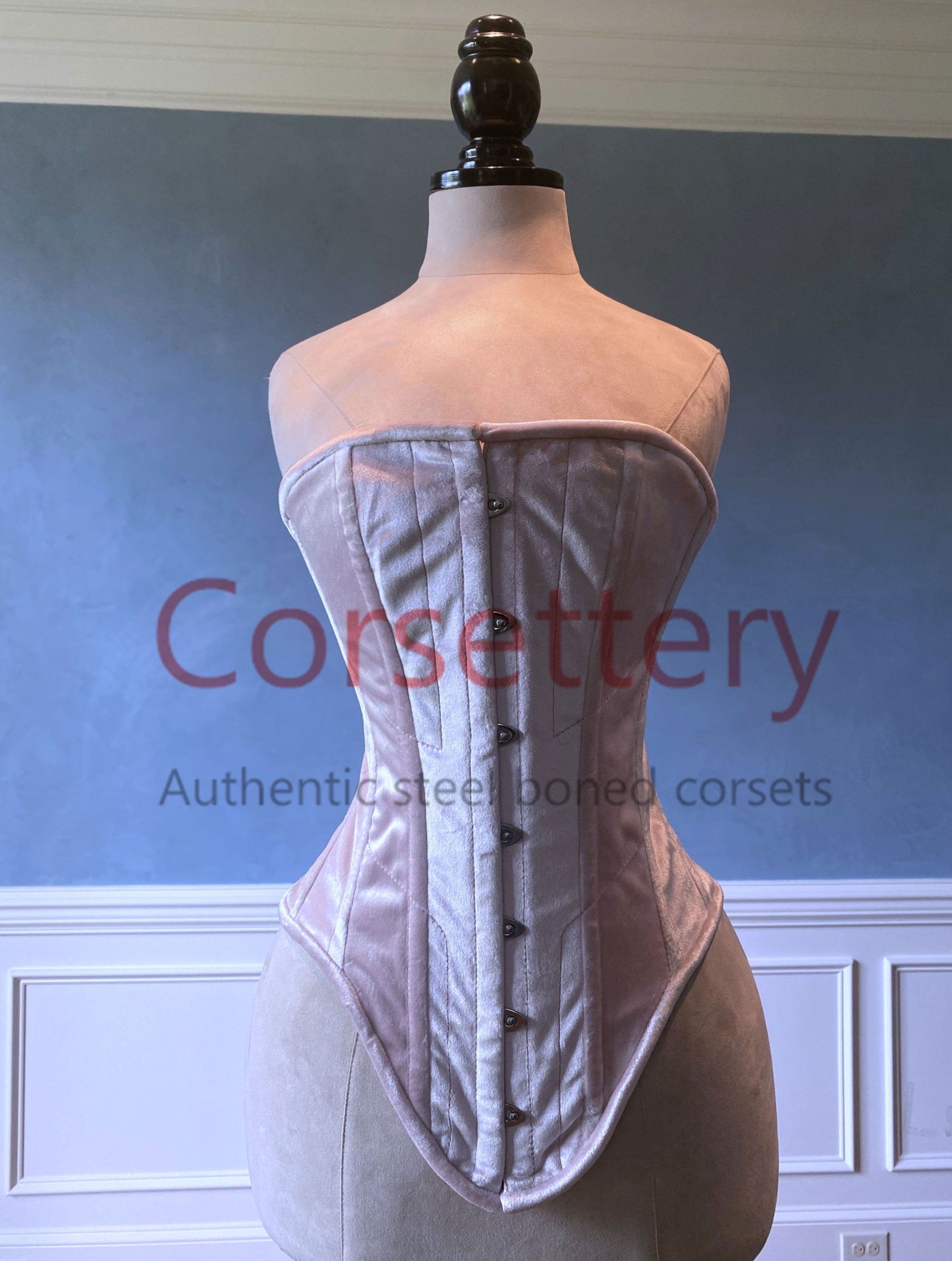 Historical velvet corset: Edwardian overbust corset. Steelbone custom ...
