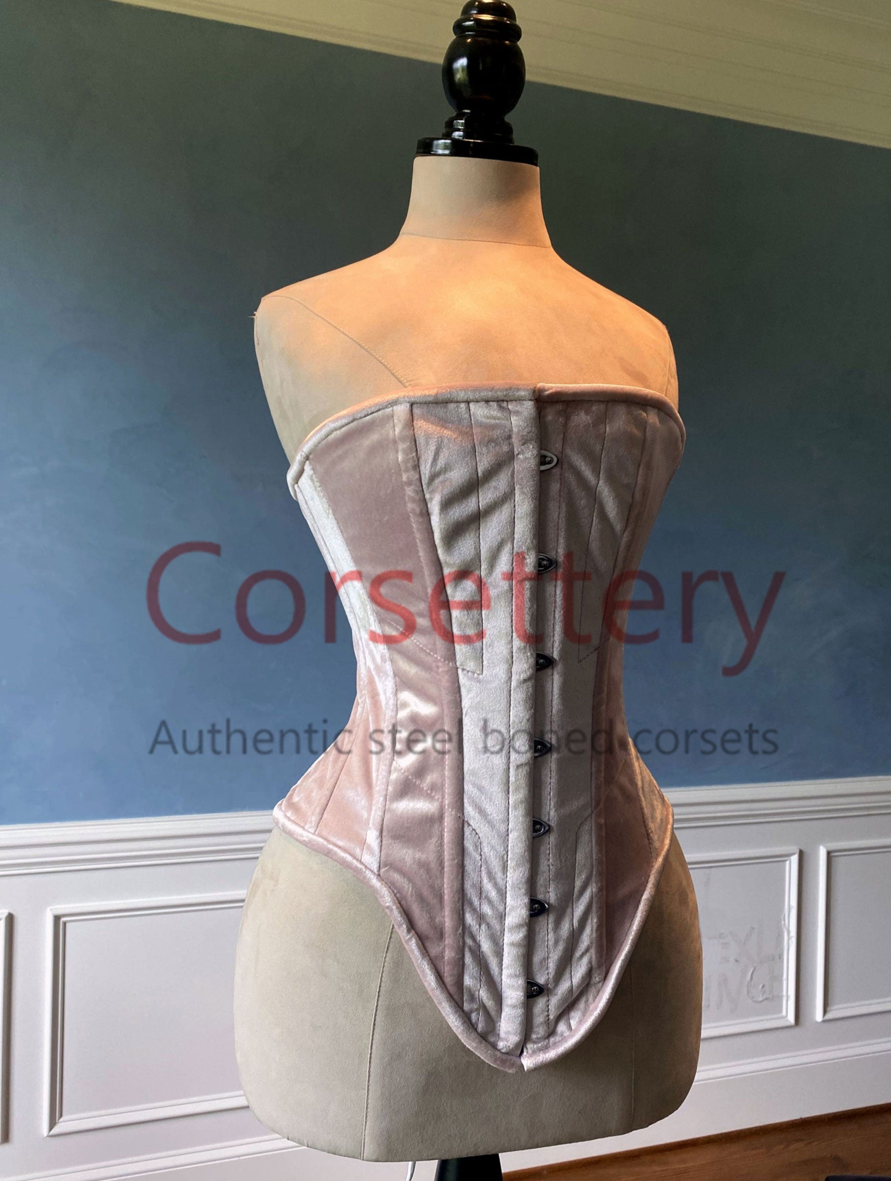 Historical velvet corset: Edwardian overbust corset. Steelbone custom ...