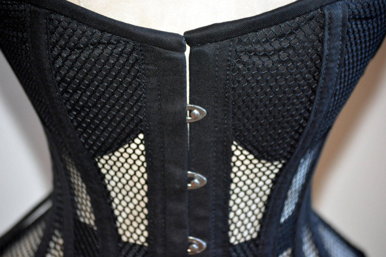 Overbust mesh authentic corset with cups in chocolate brown and other ...