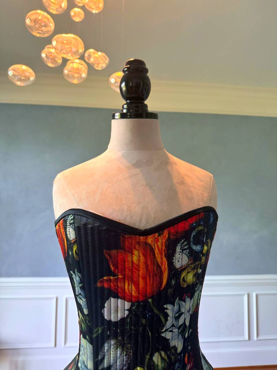 Dutch Masters Floral Overbust Corset – Steel Boned Satin Art Collectio ...