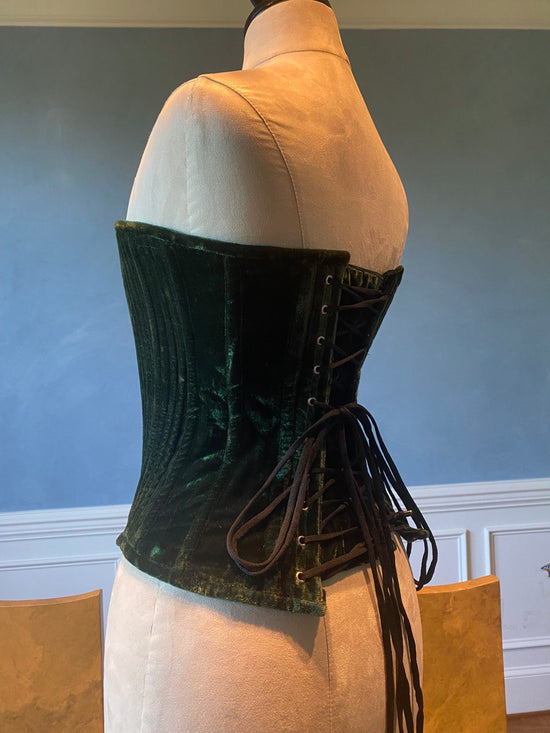 Vintage velvet full bust historical pattern corset with 40 steel bones ...