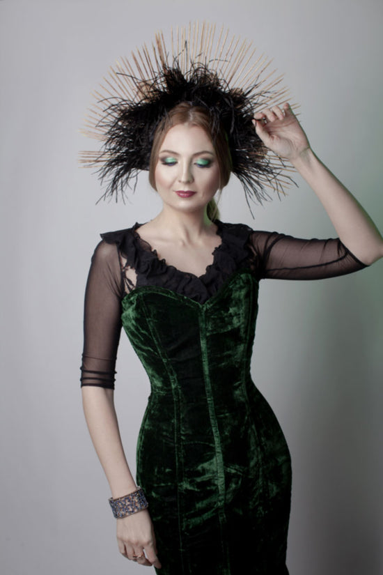 Mermaid long velvet corset dress. Gothic, steampunk velvet dress, vamp ...