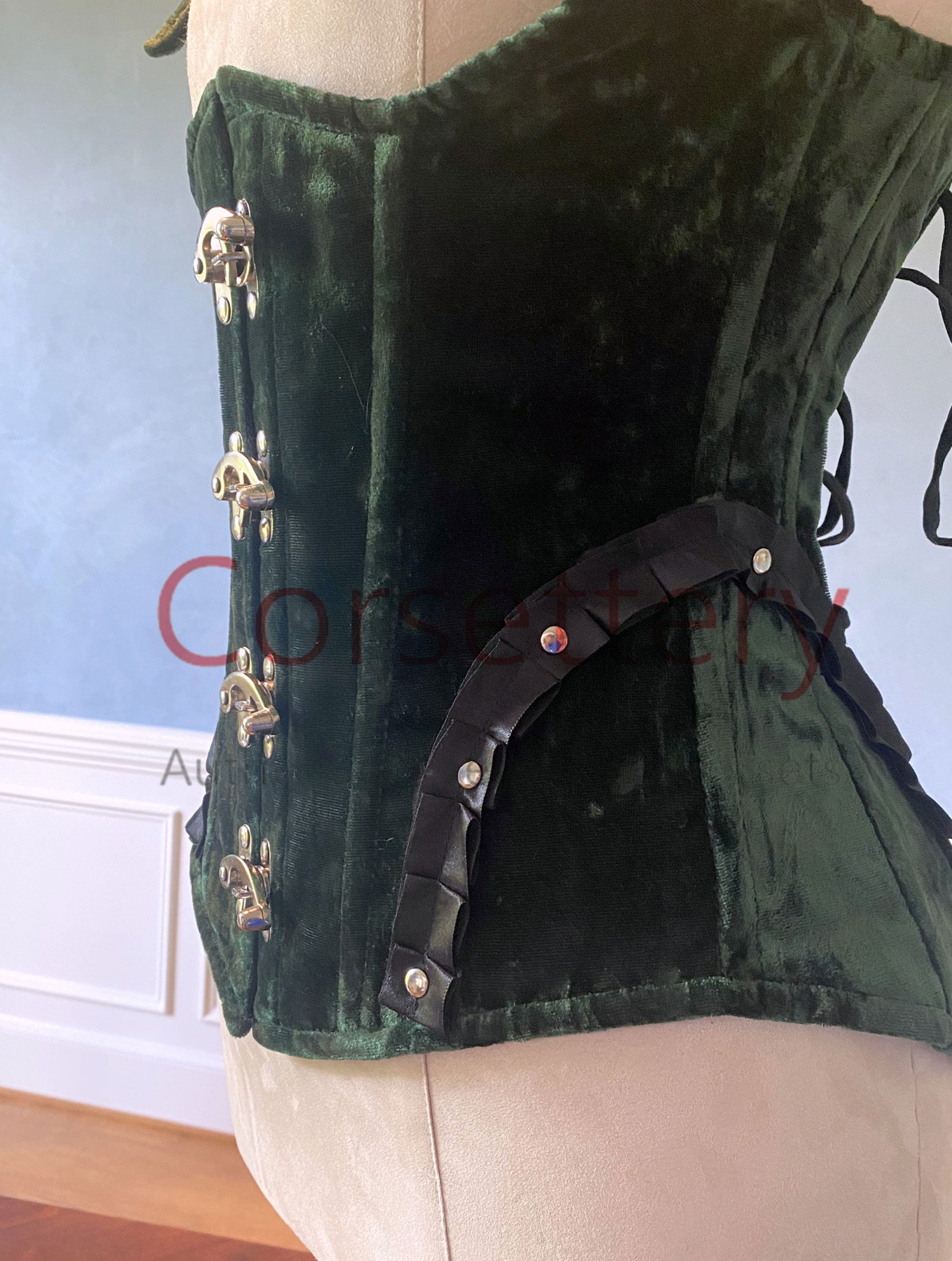 Vest corset in steampunk style from velvet with high back. Gothic Vict ...