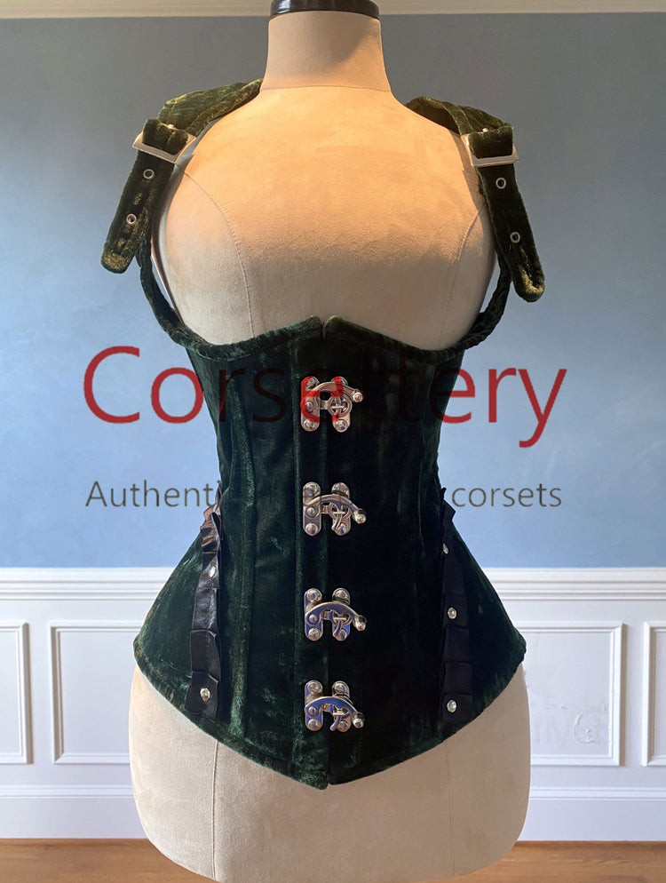 Vest corset in steampunk style from velvet with high back. Gothic Vict ...