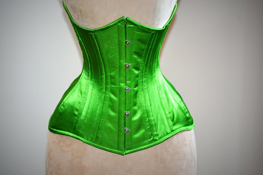 Real double row steel boned underbust corset from satin in a fashionab ...