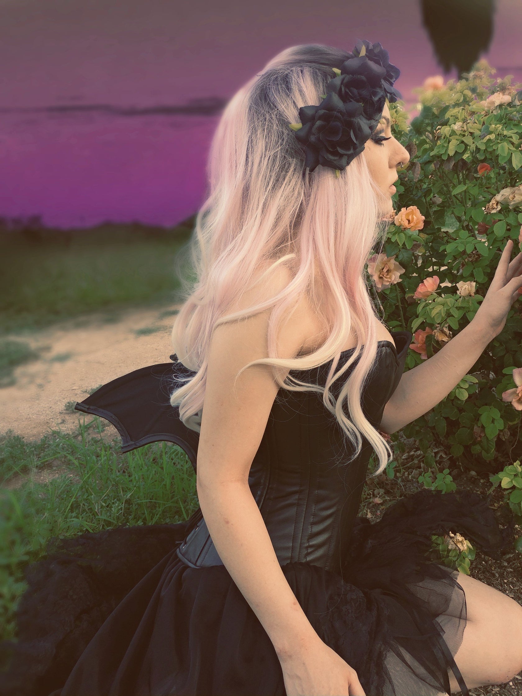 Black real leather corset with bat wings designed by Porcelain Panic ...