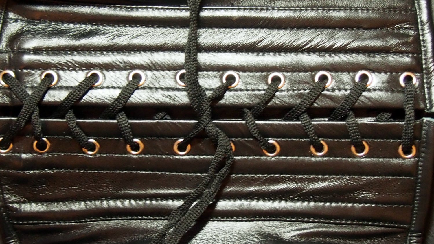 Real leather corset waspie with double bones for tight lacing and wais ...